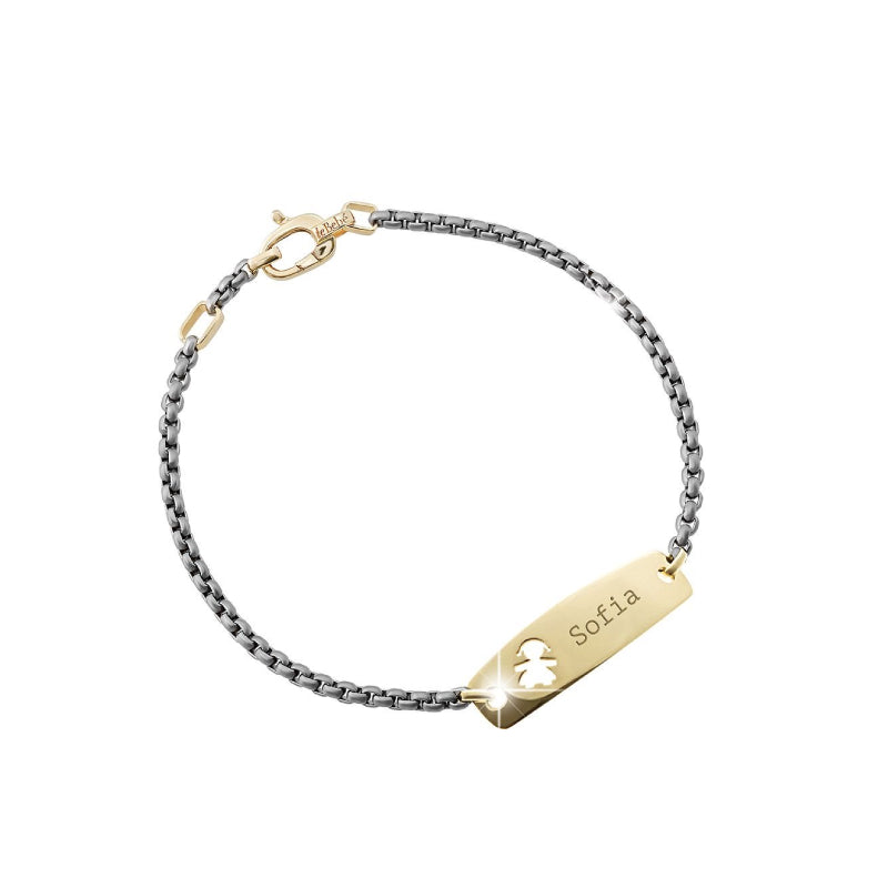 LeBebé Bracciale I Classici in titanio e piastrina in oro con sagoma t ...